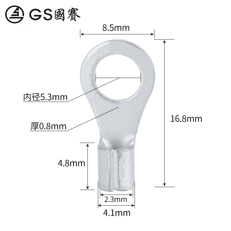 GS国赛端子正品RNB2-5S圆形端子紫铜OT裸端头UL SGS CE认证1000只_虎窝淘