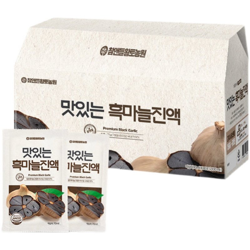 韩国直邮黄土农园发酵黑蒜汁原液70ml*30包冲饮精华解疲劳促睡眠_虎窝淘
