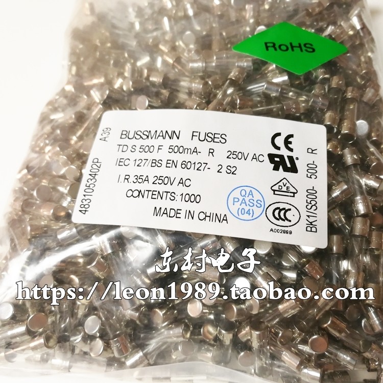 BUSSMANN玻璃管保险丝 BK/S500-500-R 0.5A/500mA/250V_虎窝淘