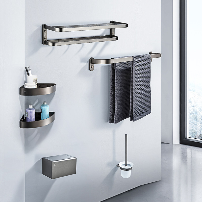 过江龙浴室五金组合套装挂件毛巾架挂钩置物架北欧卫浴太空铝C031_虎窝淘