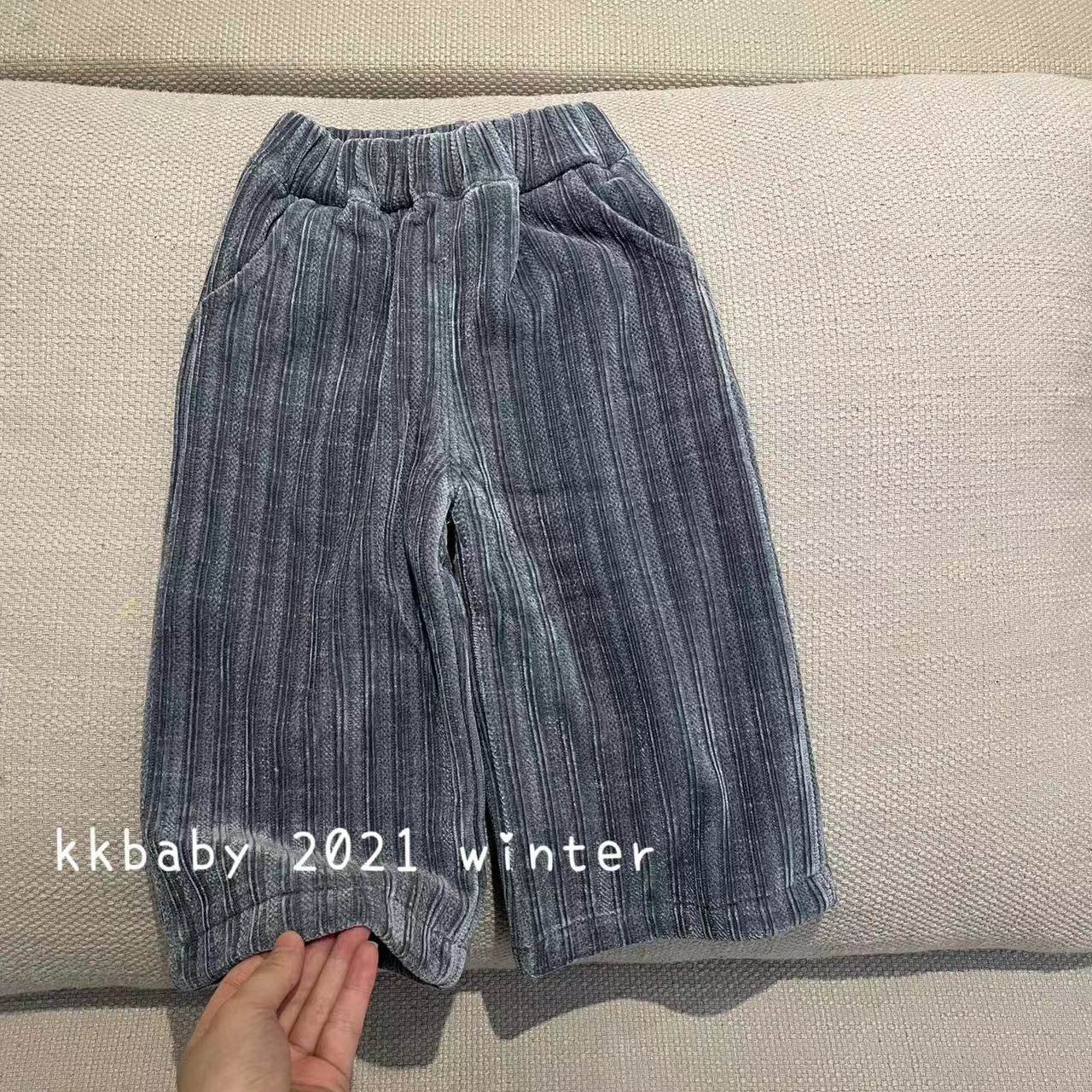 kkbaby韩版童装女童洋气可爱时尚个性条绒舒适裤子