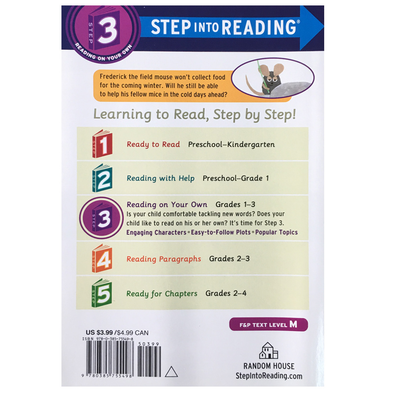 送音频英文原版绘本田鼠阿佛Frederick英文版 Step Into Reading Level 3李欧·李奥尼儿童启蒙艺术图画书英文版进口英语书籍_虎窝淘