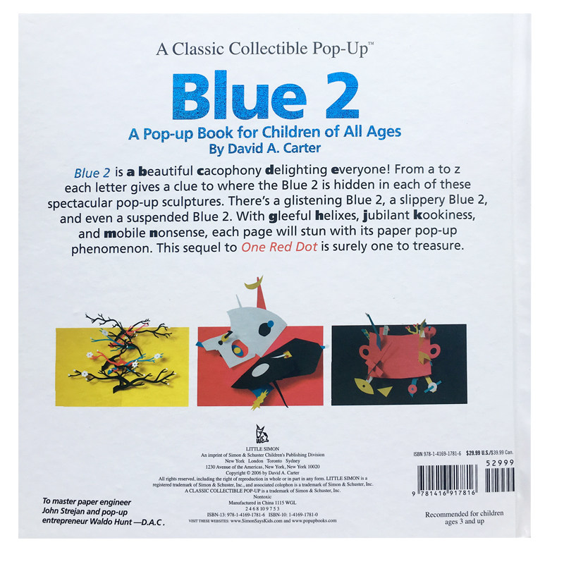 英文原版进口立体书 Blue 2 A Pop-up Book for Children of All Ages蓝色卷立体折叠书 7-12岁儿童 ...