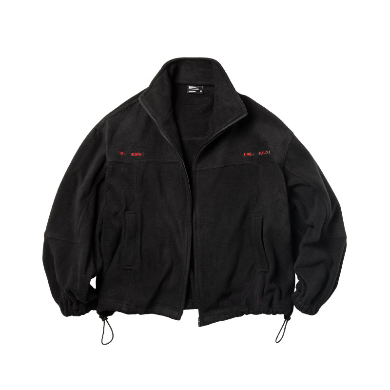 新衣城 ROARINGWILD咆哮野兽AW19黑色破断刺绣摇粒绒潮牌外套男_虎窝淘