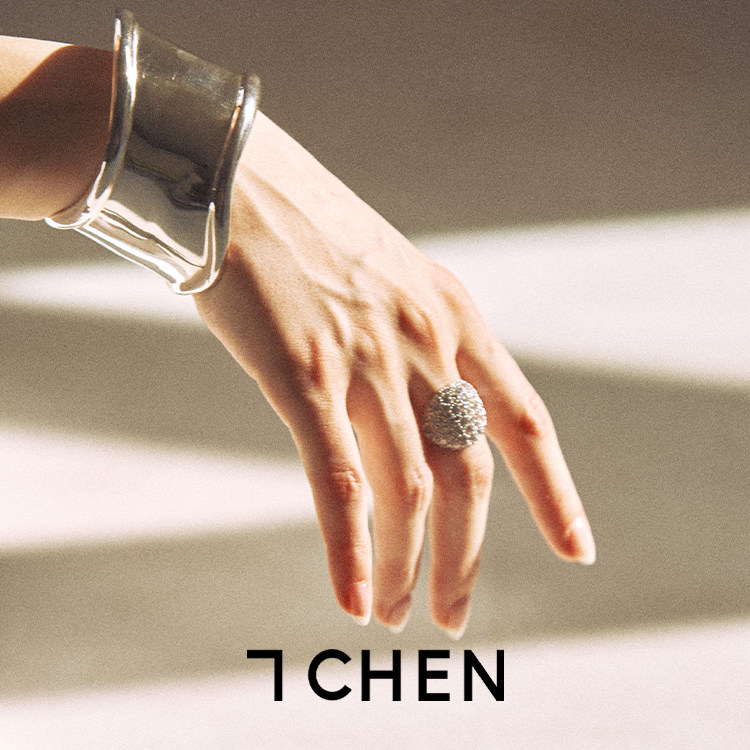 7CHEN欧美开口手镯简约小众个性设计感不规则宽版925纯银手饰男_虎窝淘