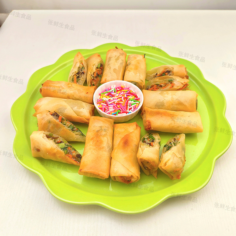 祥口福地三鲜春卷310g餐厅素食点心港式春卷家庭油炸小吃蔬菜卷_虎窝淘