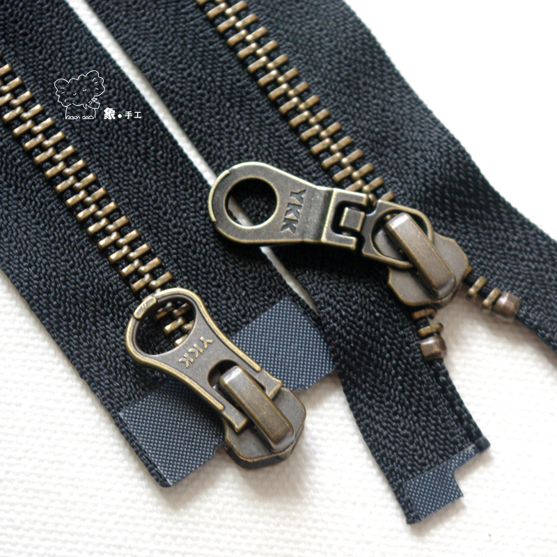 70-120厘米YKK5号古铜双头开口长拉链外套皮衣夹克羽绒棉服裝配件_虎窝淘