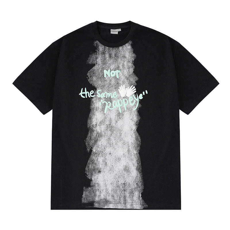 【潮WOO专属】RAPPEYE美式复古瀑布短袖夏季宽松国潮男女情侣T恤_虎窝淘