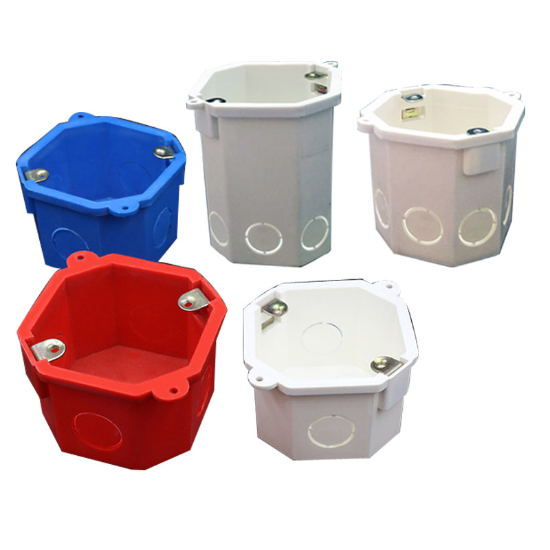 86型八角灯头盒加厚PVC预埋八角盒50/60/70/100暗装接线盒分线盒_虎窝淘