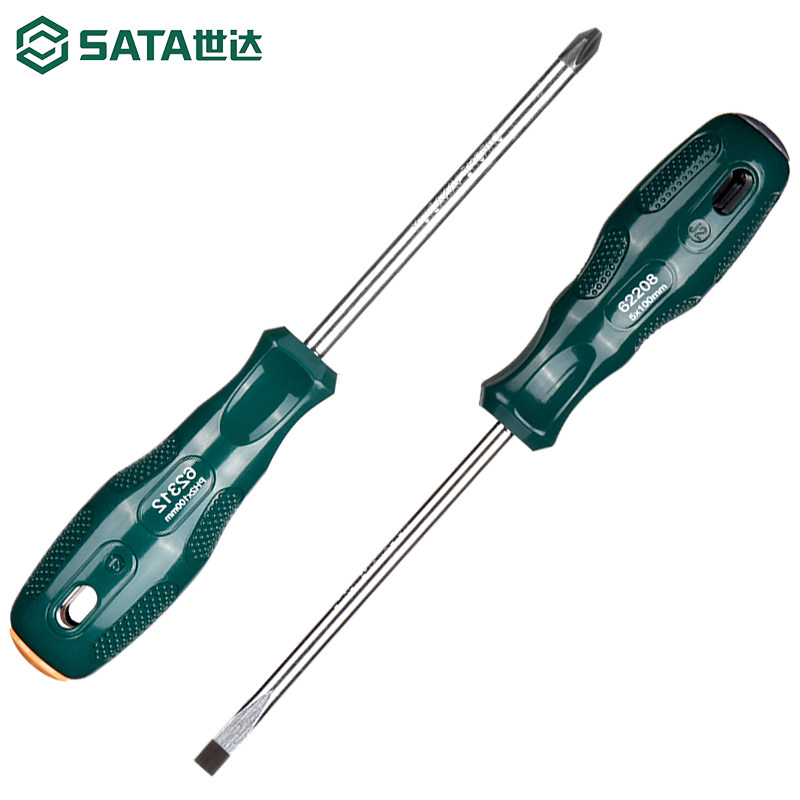 世达工具一字螺丝批超硬工业级磁性大长平口螺丝刀改锥起子62202_虎窝淘