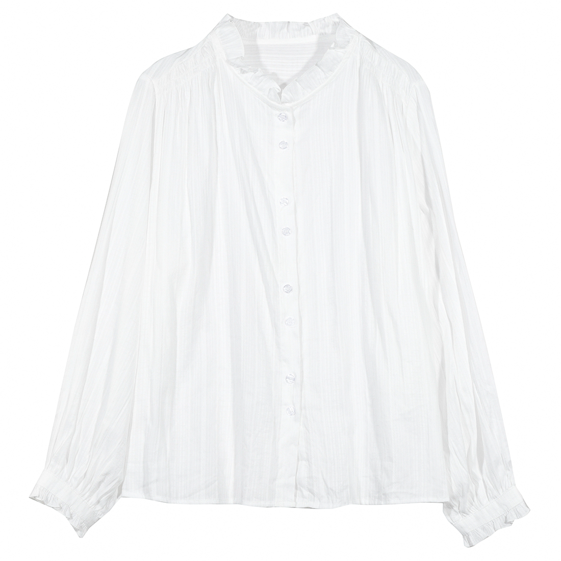 艺野系文艺小清新花边立领鹅黄色长袖衬衫女春秋甜美法式温柔上衣_虎窝淘