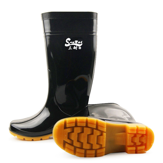 Men's extra-large size high tube wear-resistant non-slip rain boots mid ...
