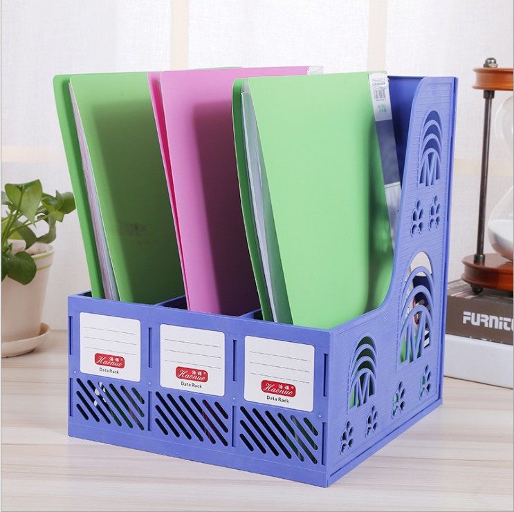 办公用品批发多功能文件框筐三联四联资料架桌面收纳A4加厚文件栏_虎窝淘