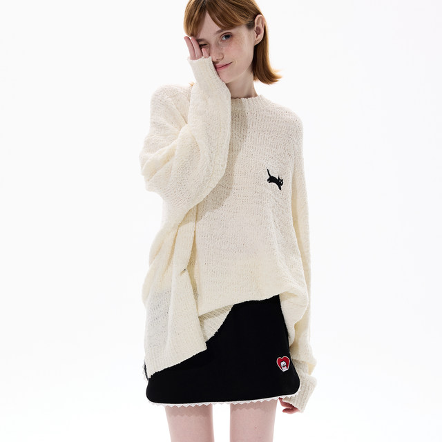 Loose commuting hoop yarn sweater couple casual