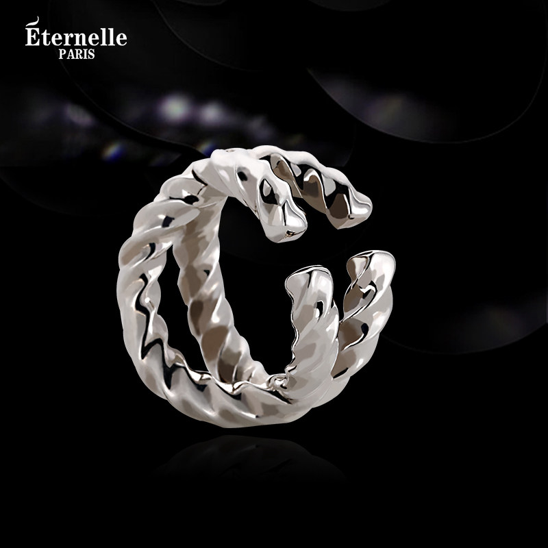 法国Eternelle珠宝极简主义设计戒指ins时尚简约食指戒女开口指环_虎窝淘