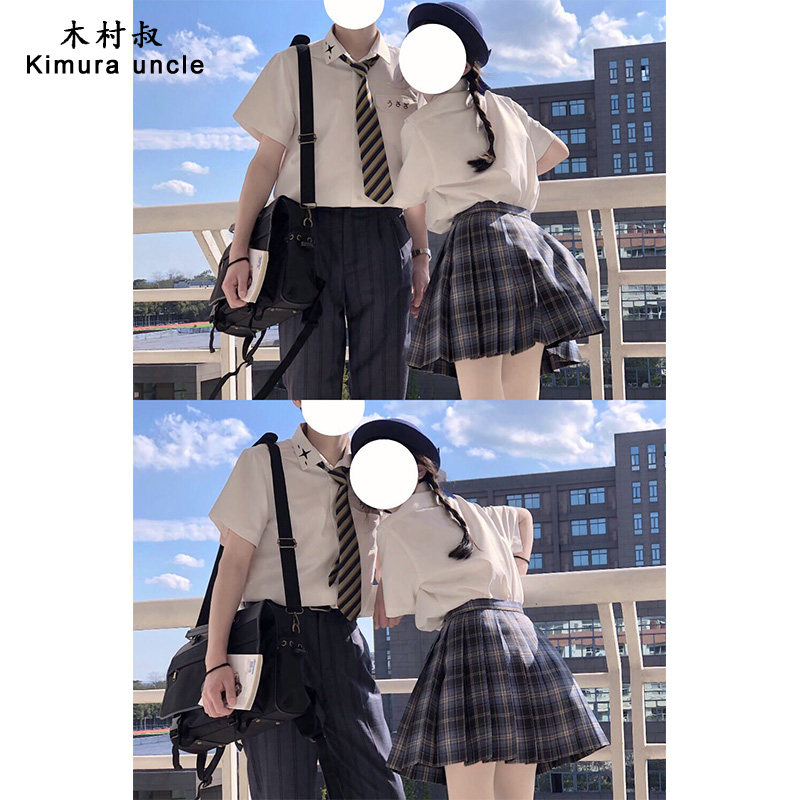 木村叔dk男装原创枝慧高校夏季短袖衬衫JK制服男日系学生情侣正版_虎窝淘