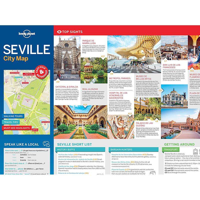 【现货】LonelyPlanet英文原版LP孤独星球 Seville City Map1塞维利亚城市地图2018年第1版旅游指南书籍_虎窝淘