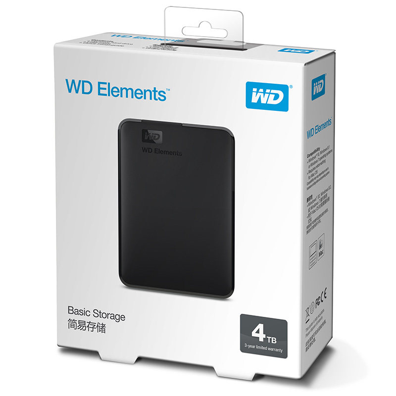 【送防震包】WD西部数据移动硬盘4t Elements 4tb西数新元素高速兼容苹果mac外接游戏PS4大容量USB3.0外置_虎窝淘