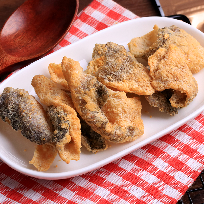 自然派矶烧鱼皮150g共3包港式咸蛋黄原味香辣香脆炸鱼皮酥小零食_虎窝淘