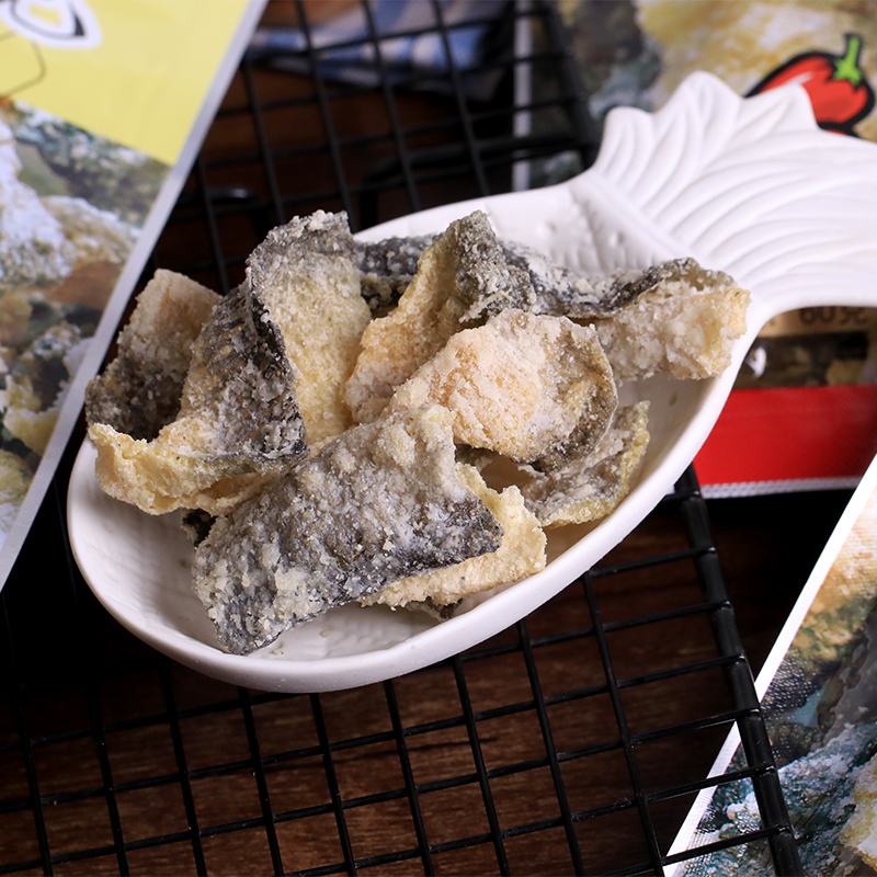 自然派矶烧鱼皮150g共3包港式咸蛋黄原味香辣香脆炸鱼皮酥小零食_虎窝淘