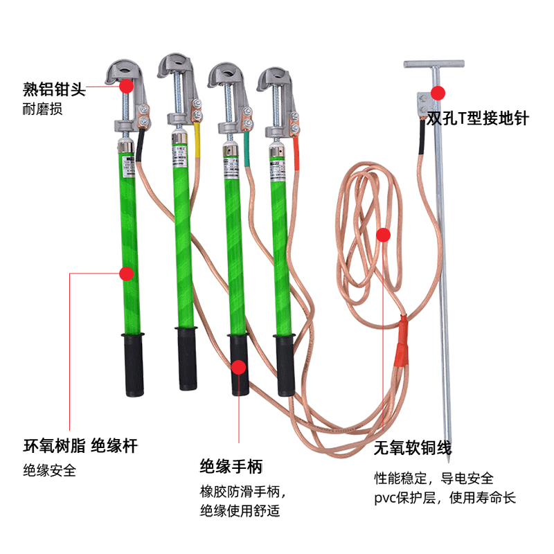 接地线JDX-WS0.4KV低压户外挂钩螺旋压紧猴头接地电工维修工具