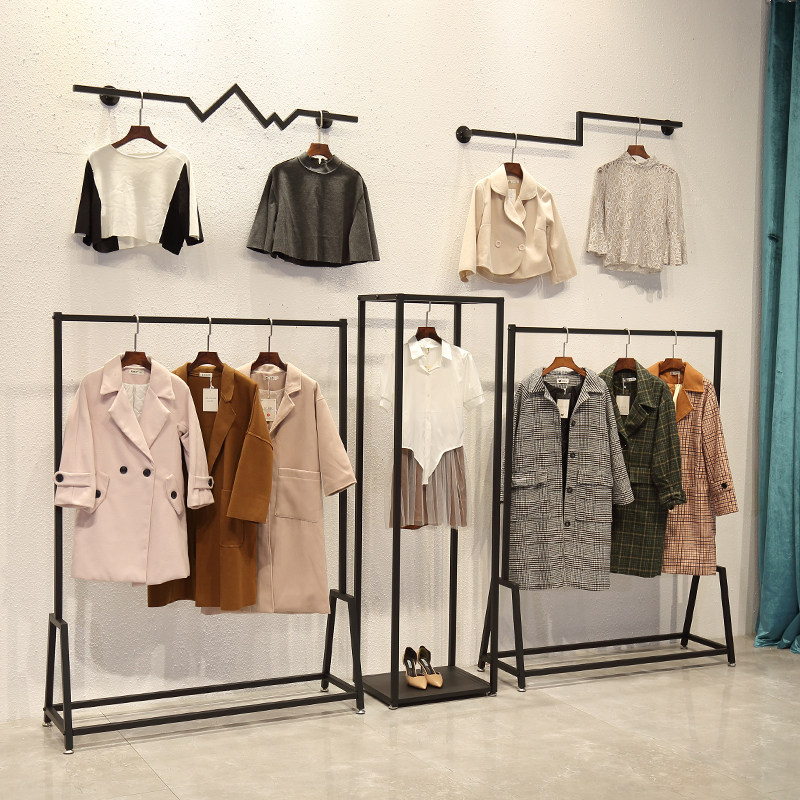 铁艺服装店展示架衣服上墙服装架女装店装修货架壁挂式正挂衣服架_虎窝淘