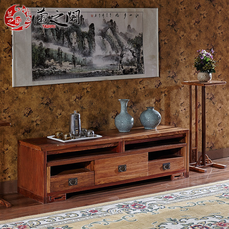 红木电视柜新中式古典实木伸缩电视柜刺猬紫檀木家具LG-G20_虎窝淘