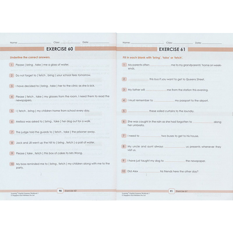 SAP Learning English Grammar Workbook 5学习系列五年级英语语法基础巩固 11岁 sap新加坡英语语法练习 ...
