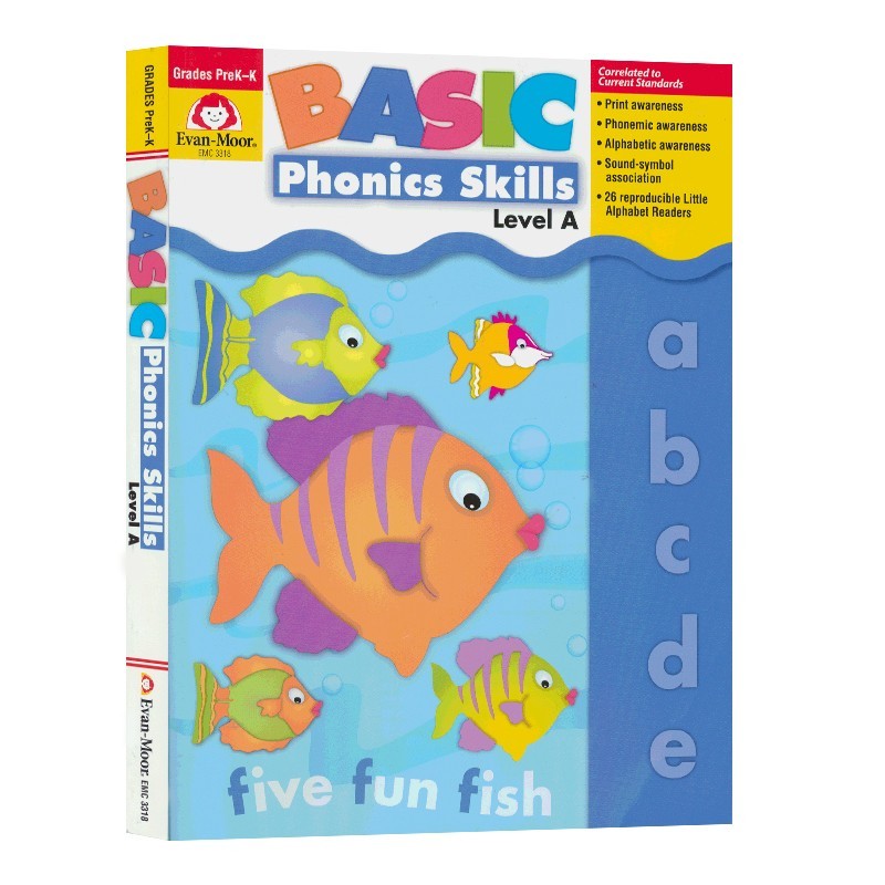 Evan Moor Basic Phonics Skills Level ABC美国加州基础练习自然拼读系列ABC阶3册儿童英语零基础自学幼儿 ...