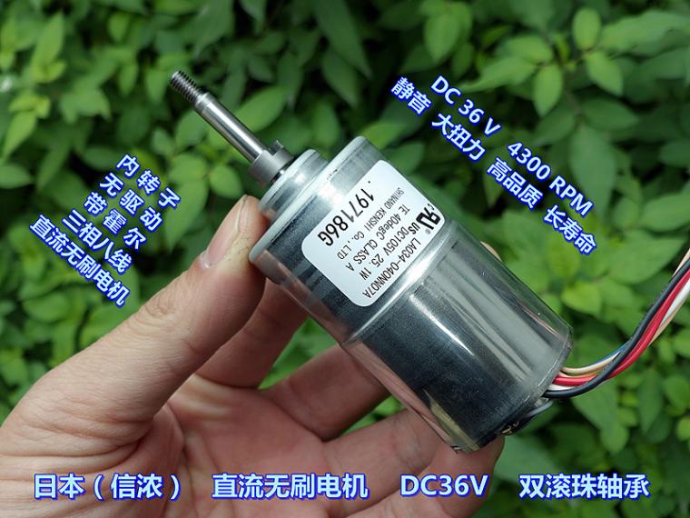 日本（信浓）直流无刷电机 DC36V 48V双滚珠轴承静音大扭力_虎窝淘