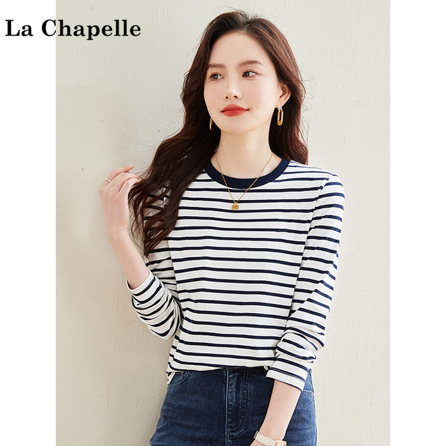 La Chapelle classic striped long-sleeved T-shirt for women in spring ...