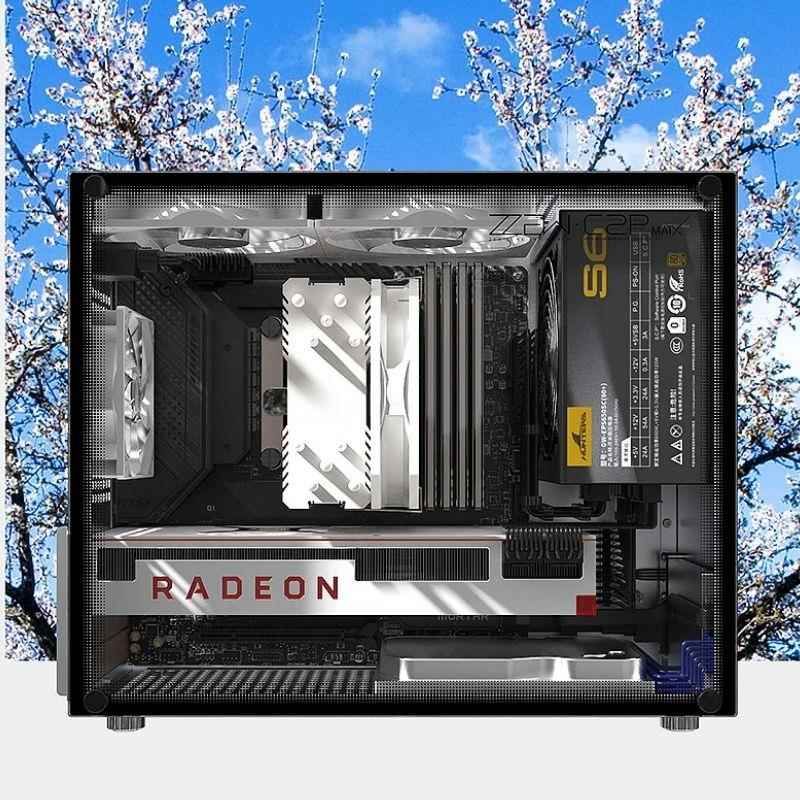 小喆优品C2P MATX ITX小机箱全铝玻璃侧透ATX电源k88迷你电脑机箱_虎窝淘