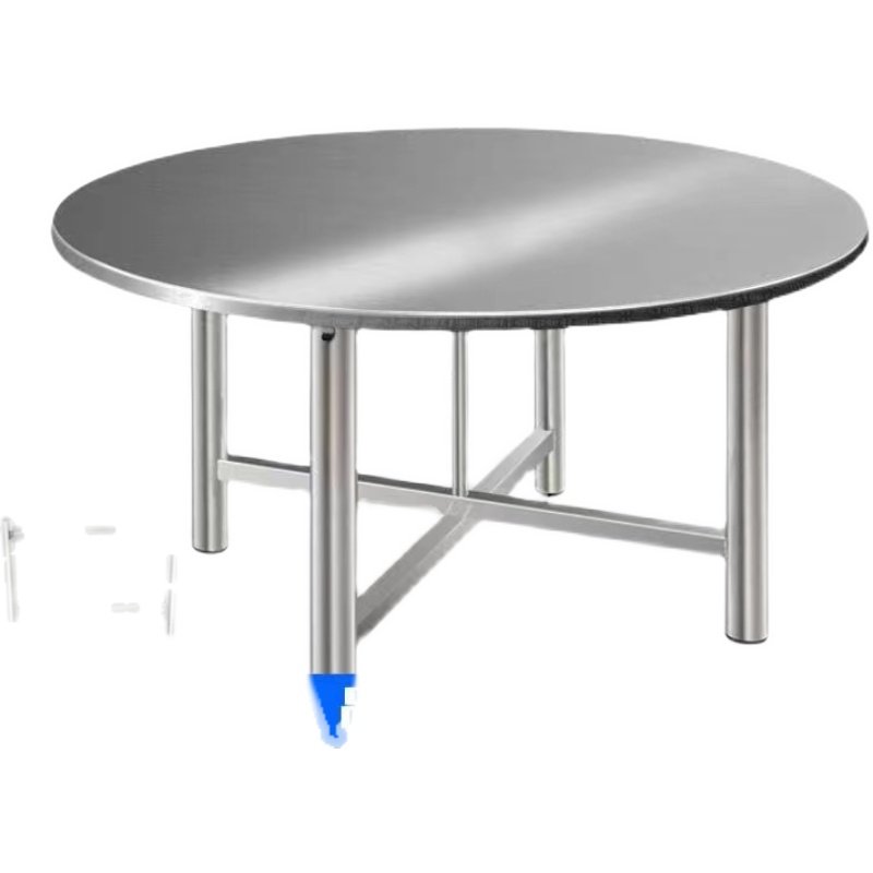 1-1.8米特厚分体不锈钢圆桌家用酒席饭店稳固耐用折叠收纳免安装_虎窝淘