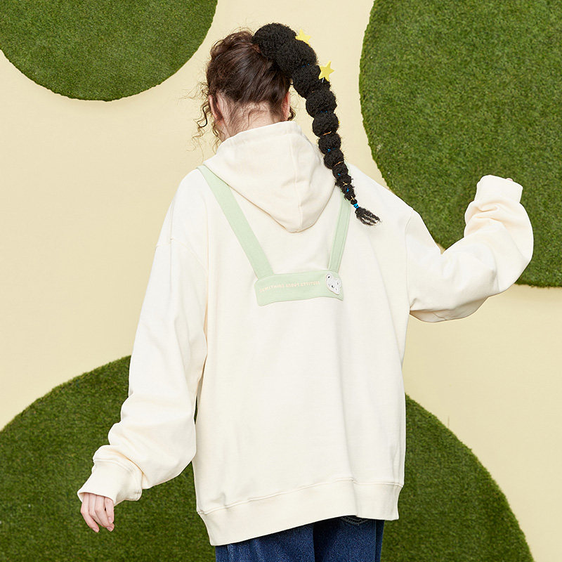 LITLAB翻折背带小熊帽衫宽松休闲青春可爱春季连帽男卫衣潮牌_虎窝淘