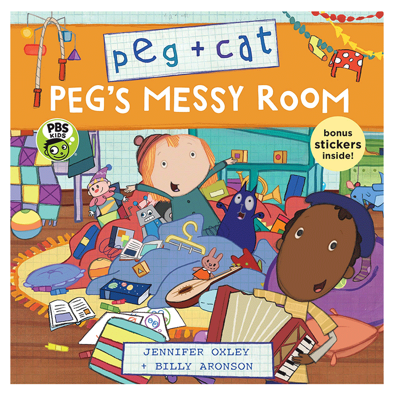 佩格与小猫数学绘本附贴纸2乱糟糟的房间 Peg Cat Peg's Messy Room英文原版儿童英语绘本卡通动画英文版进口原版书籍_虎窝淘