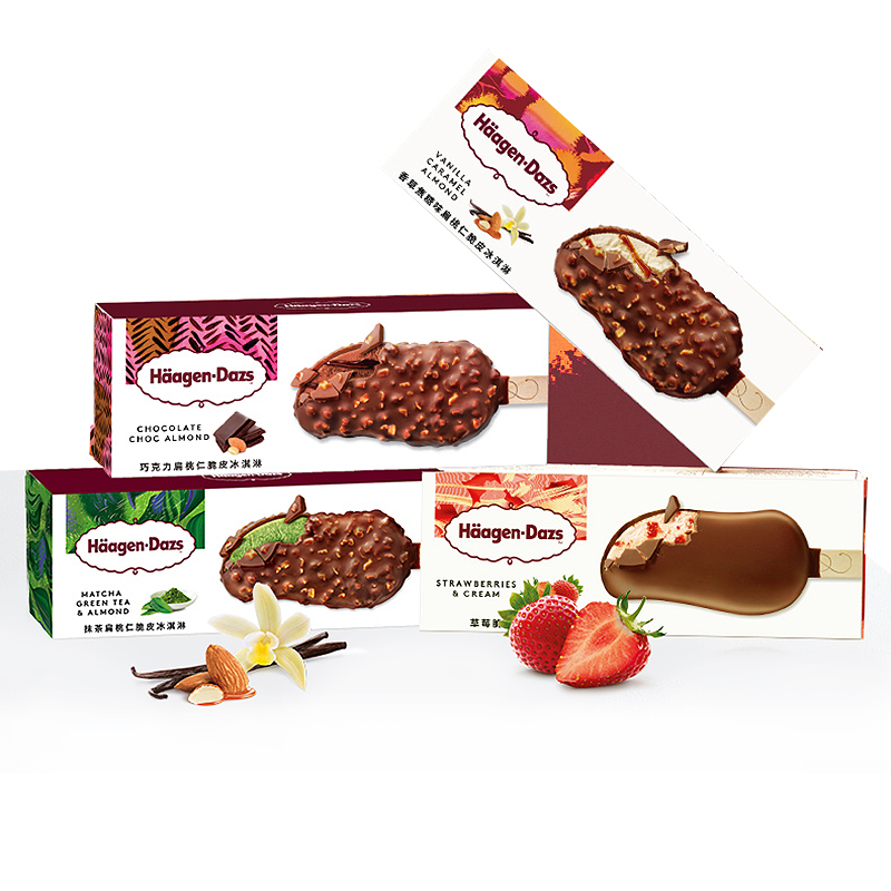 哈根达斯冰淇淋69g盒装法国进口香草巧克力抹茶扁桃仁脆皮条雪糕_虎窝淘