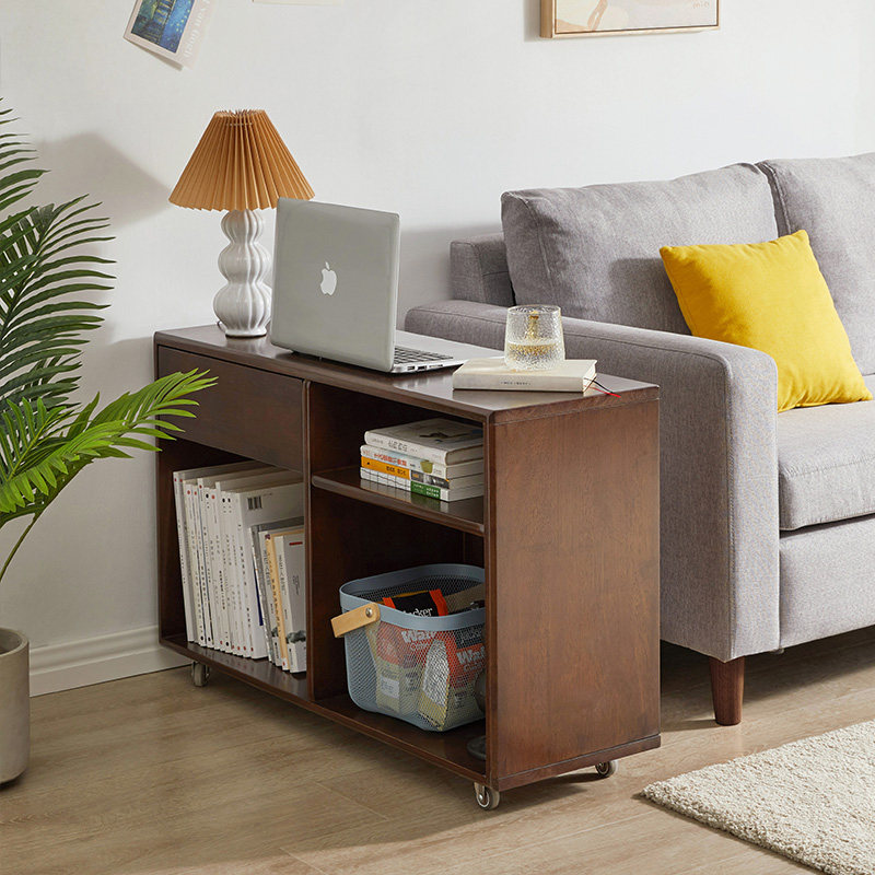 实木沙发边柜阳台收纳桌客厅休闲可移动茶几侧边靠墙边几置物书柜_虎窝淘