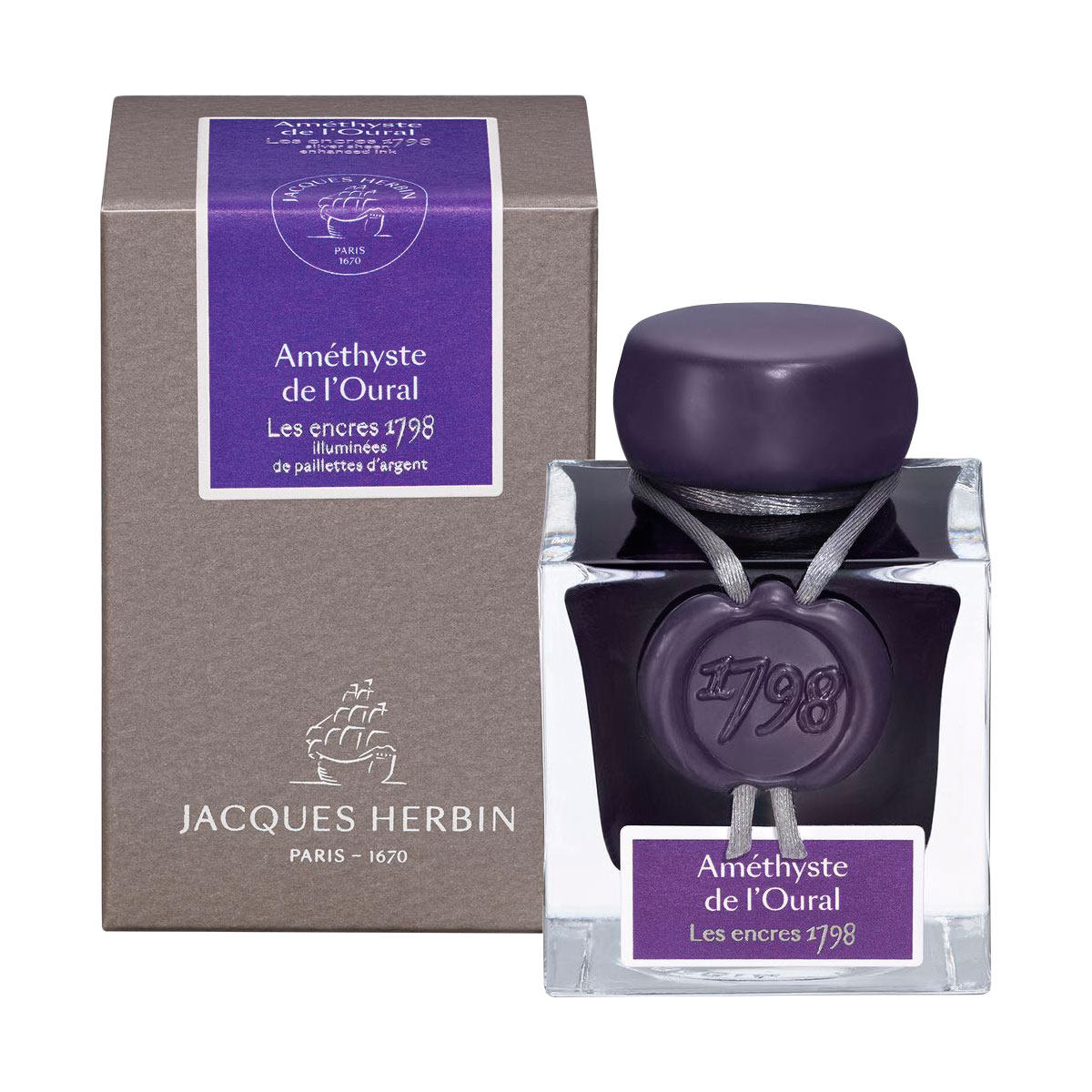 法国J.herbin简赫本1798银粉钢笔用彩色墨水乌拉尔紫水晶进口蘸水笔彩墨墨水颜料毛笔书法紫色染料补充液_虎窝淘