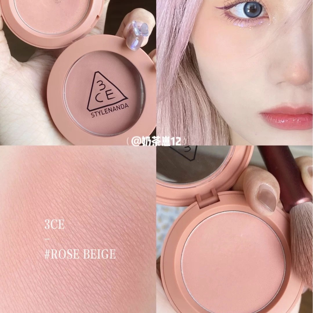 3ce单色腮红盘rosebeige蜜桃橘色nudepeach柔雾哑光自然mono pink_虎窝淘