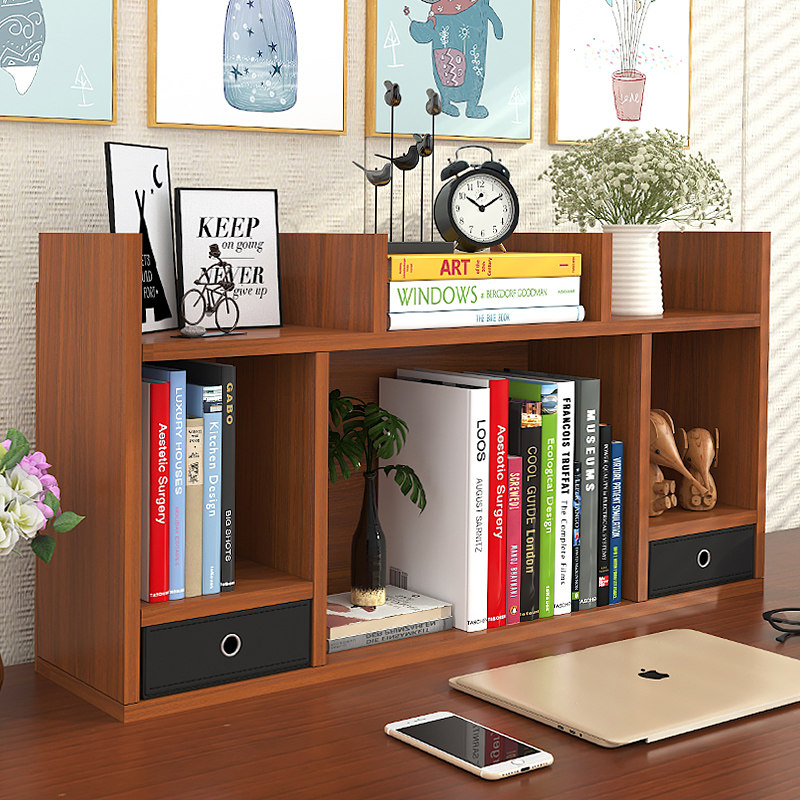 电脑桌上小书架桌面书柜学生用简易置物架办公工作宿舍书桌收纳架_虎窝淘