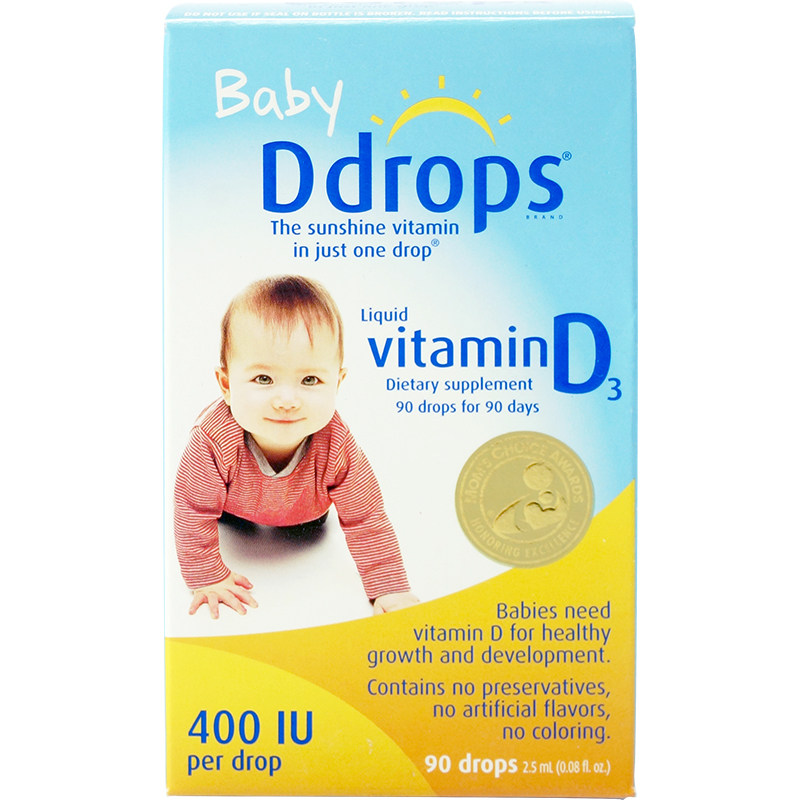美国Ddrops婴幼儿维生素儿童D3滴剂新生儿VD宝宝baby补钙400IU_虎窝淘
