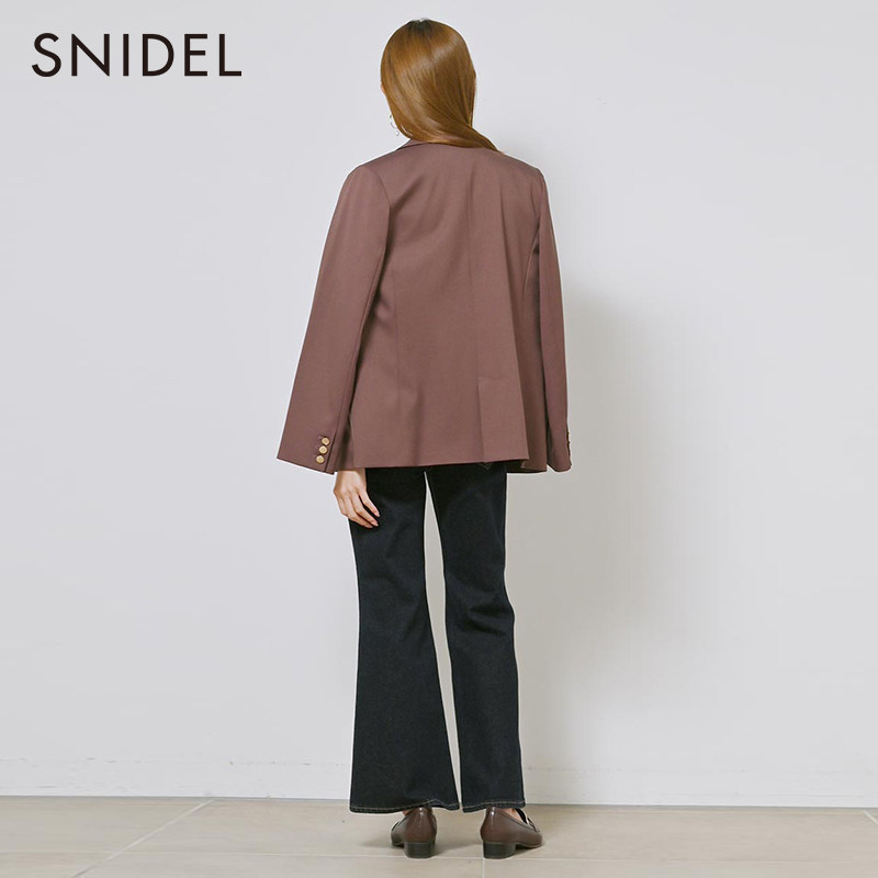 SNIDEL秋冬款经典复古纯色翻领双排扣西装外套SWFJ224012_虎窝淘