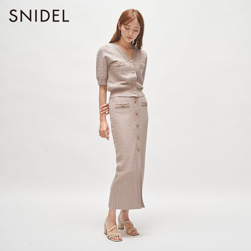 SNIDEL春夏优雅气质小香风短袖针织上衣SWNT222078_虎窝淘