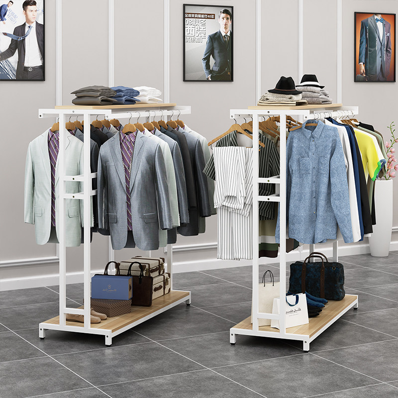 落地衣服展示架服装店挂衣架商场中岛货架双面侧挂陈列衣服架子_虎窝淘