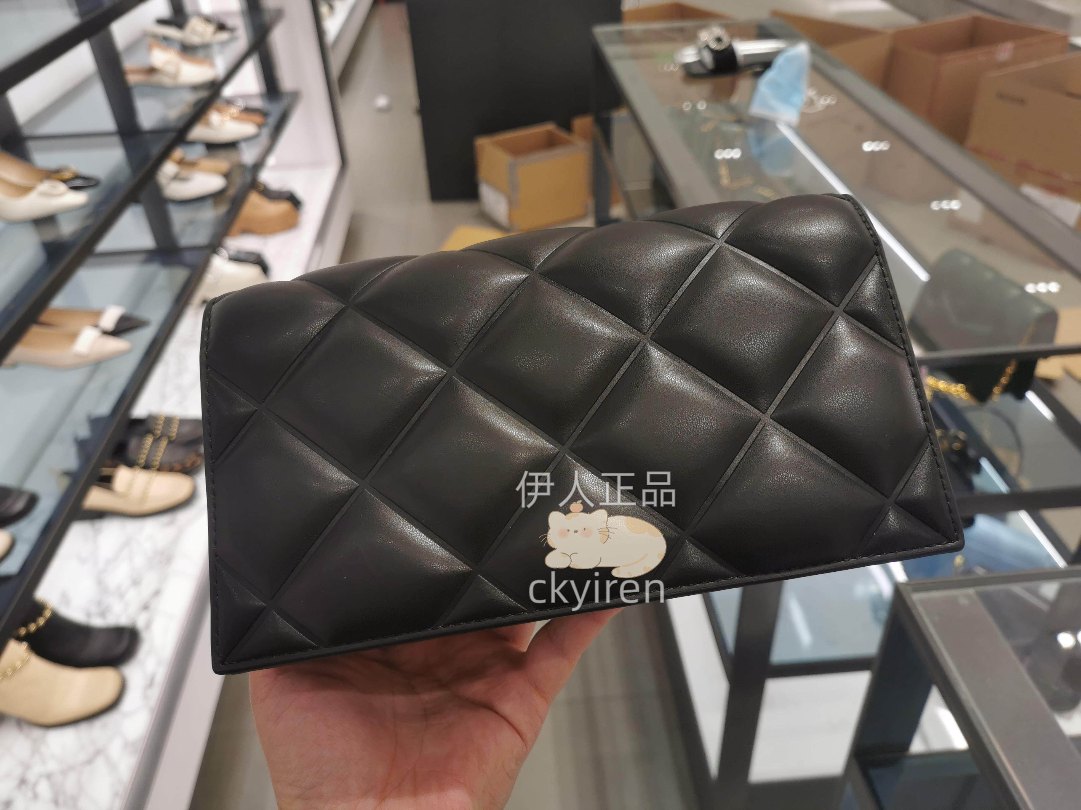 CHARLES&KEITH附丝巾手拎单肩小CK2-70770588简约菱格链条小方包_虎窝淘