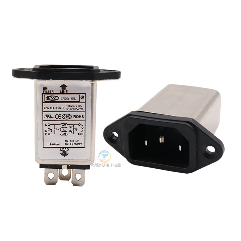 EMI单相单级交流电源滤波器插座CW1D-06A超声波点焊接口罩机配件_虎窝淘