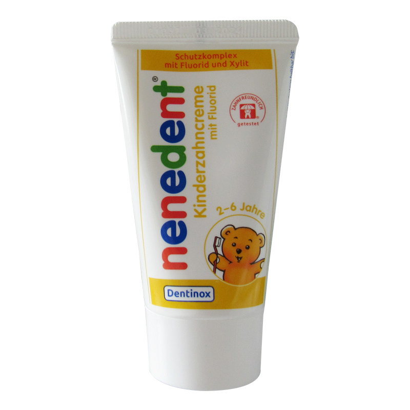 德国nenedent新款包邮苹果味含氟进口无氟婴幼儿童宝宝房蛀牙膏_虎窝淘