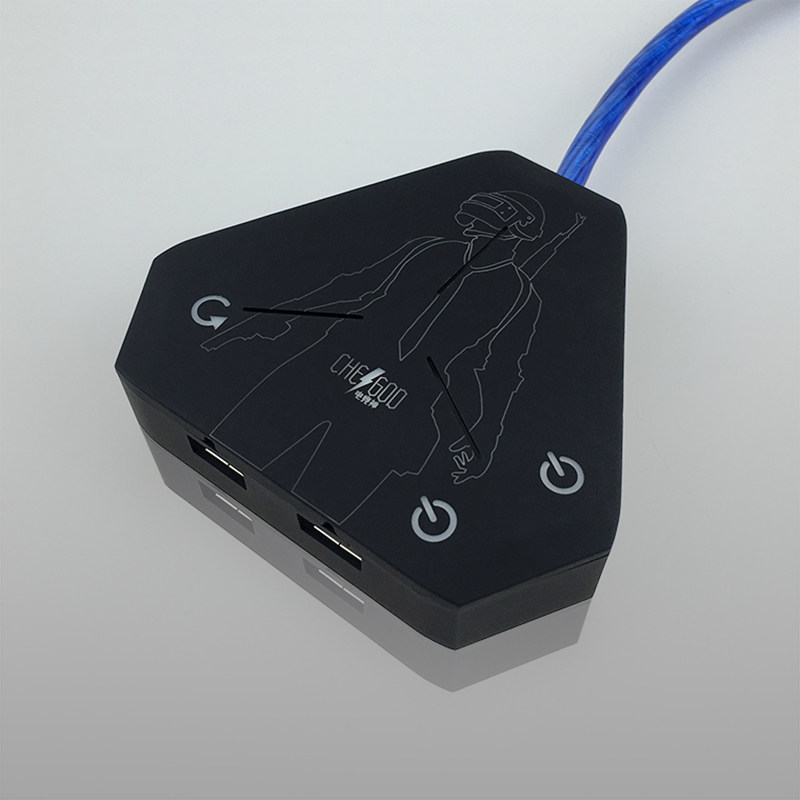 吃鸡裂纹双开机USB按钮七彩呼吸发光网吧网咖电脑桌面开关延长器_虎窝淘