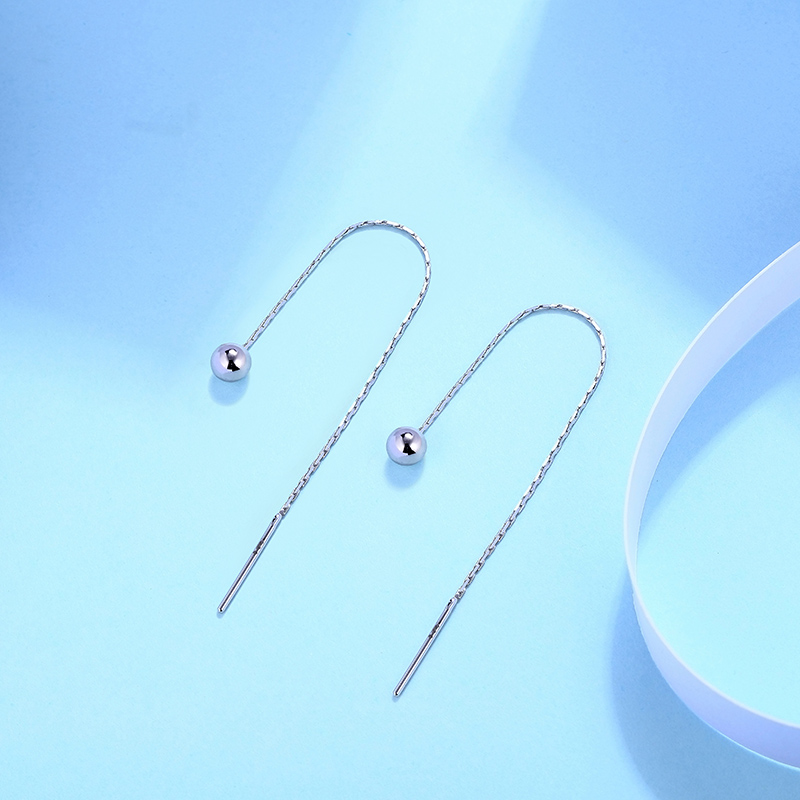 CRD克徕帝白金耳环女pt950铂金长款流苏气质正品简约女款铂金耳线_虎窝淘