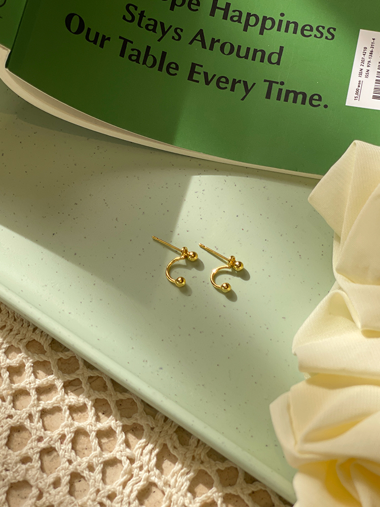 LLab 925银镀金 5A天然小珍珠C型两戴耳钉百搭小圆球双层耳环_虎窝淘